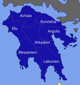 Die Regionen auf dem Peloponnes